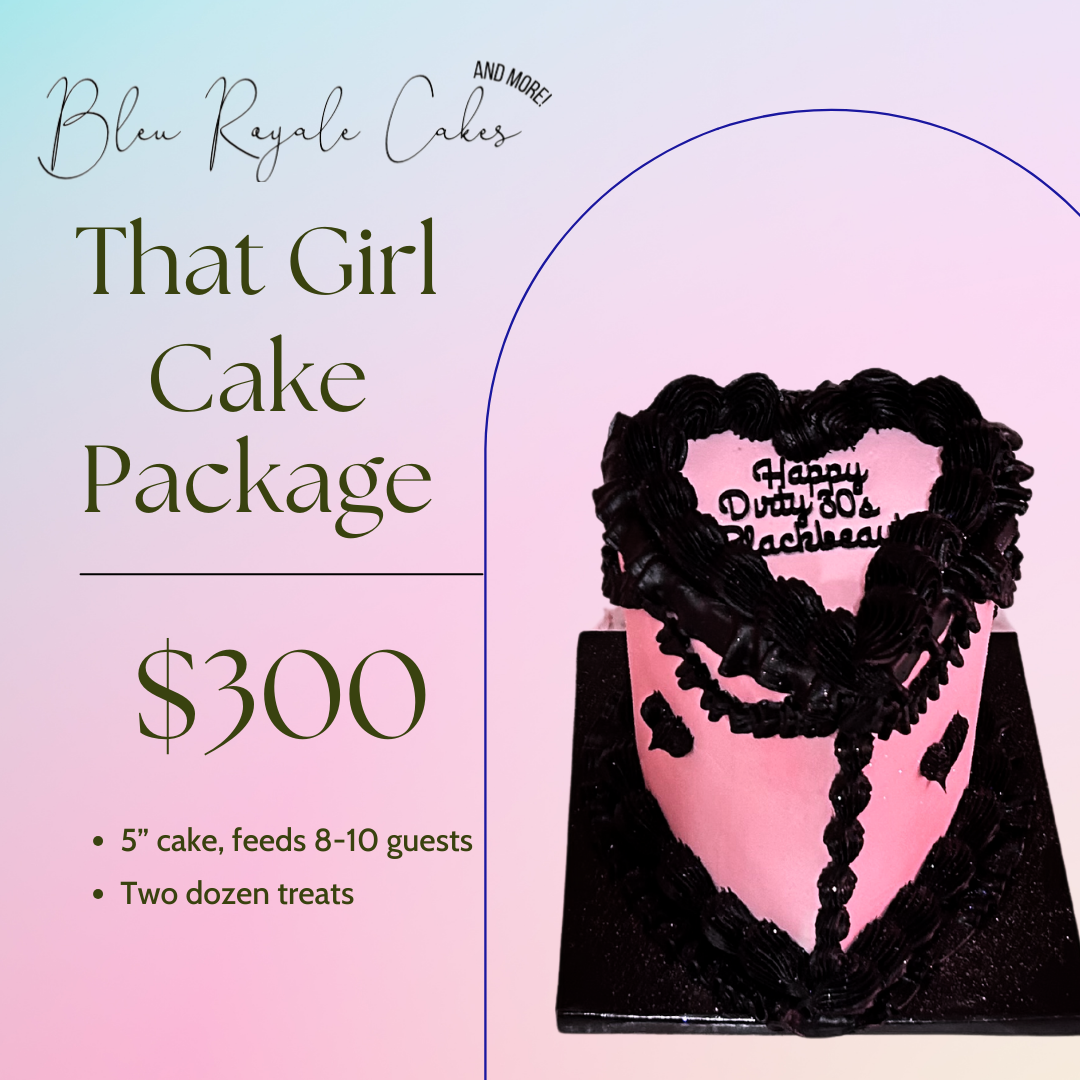 That Girl Package- Heart Cake with 2 dozen treats – bleu royale cakes