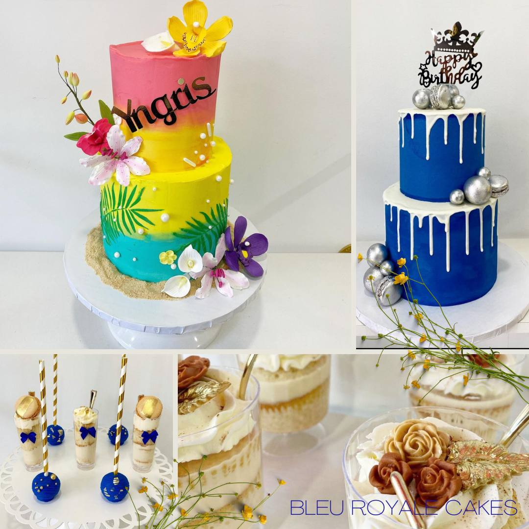 GOLD PACKAGE - 2 Tier Cake with 3 dozen treats – bleu royale cakes